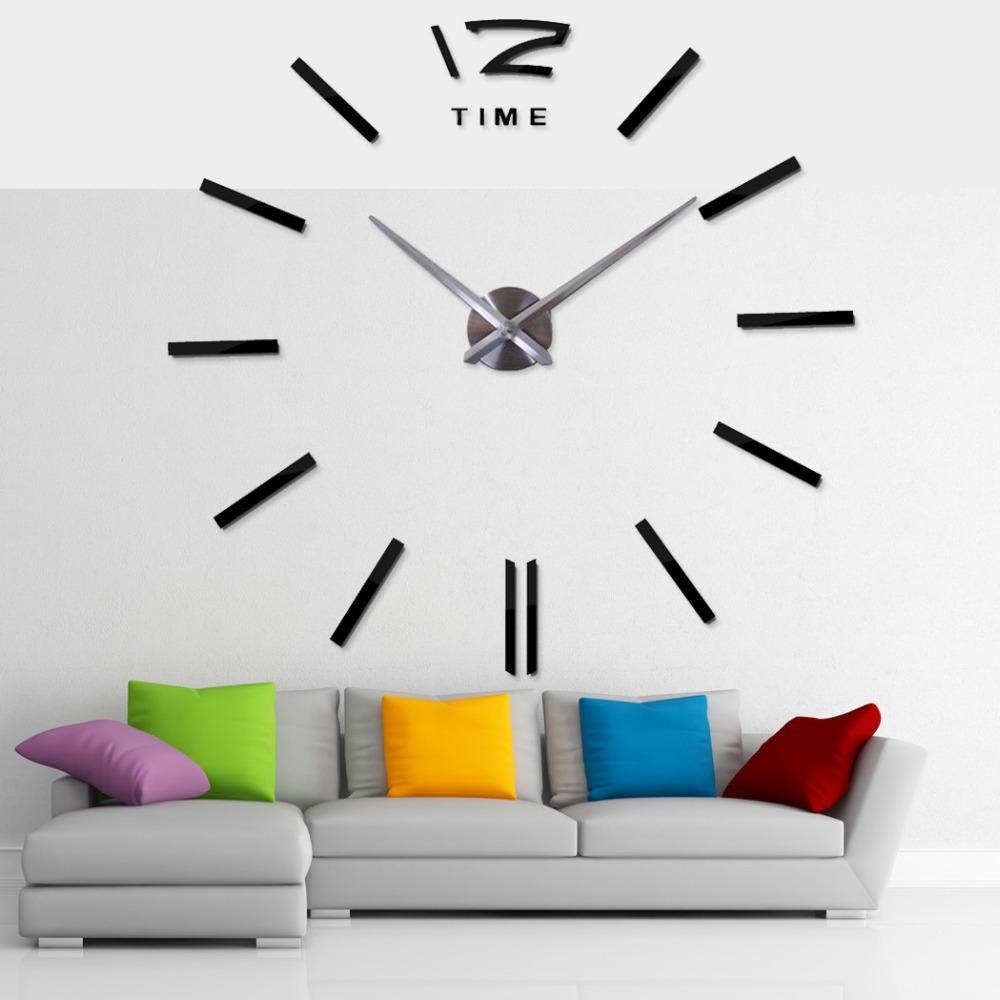 2018 Hot Selling 3d real Big Wall Clock Rushed Mirror Sticker Diy ...