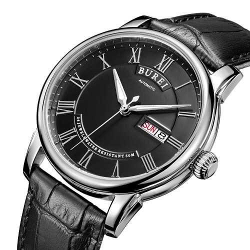 BUREI Auto Date Analog Waterproof Automatic Mechanical Watch for Men ...