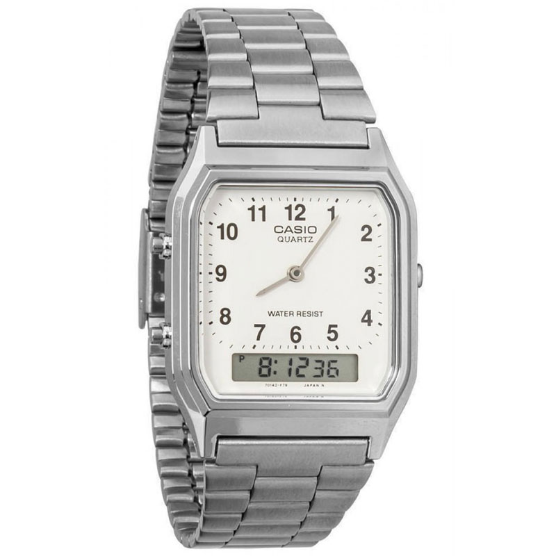 Casio Mens Classic Combi Watch with Numeric Digits - Silver - Dealley