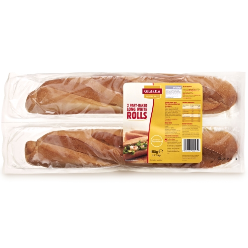 Glutafin Gluten Free Part-Baked 2 Long White Rolls - Dealley