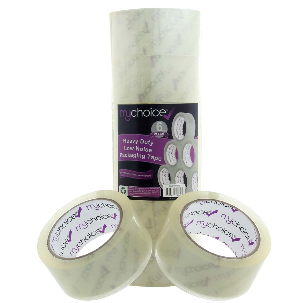 MyChoice 6 Rolls Heavy Duty Low Noise Clear Packaging Tape - Dealley