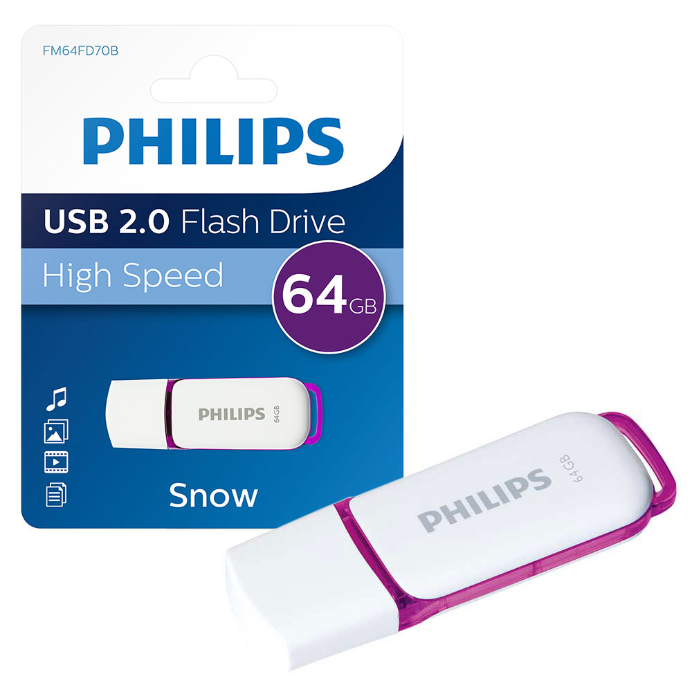 Philips Snow Series USB 2.0 Flash Drive Memory Stick - 64GB - Dealley