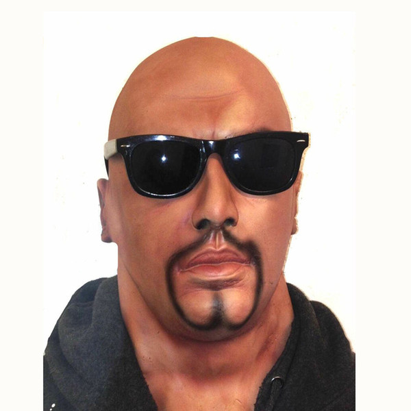 Real Male Mask Artificial Man Latex Mask Hood Overhead Wigs beard Human ...