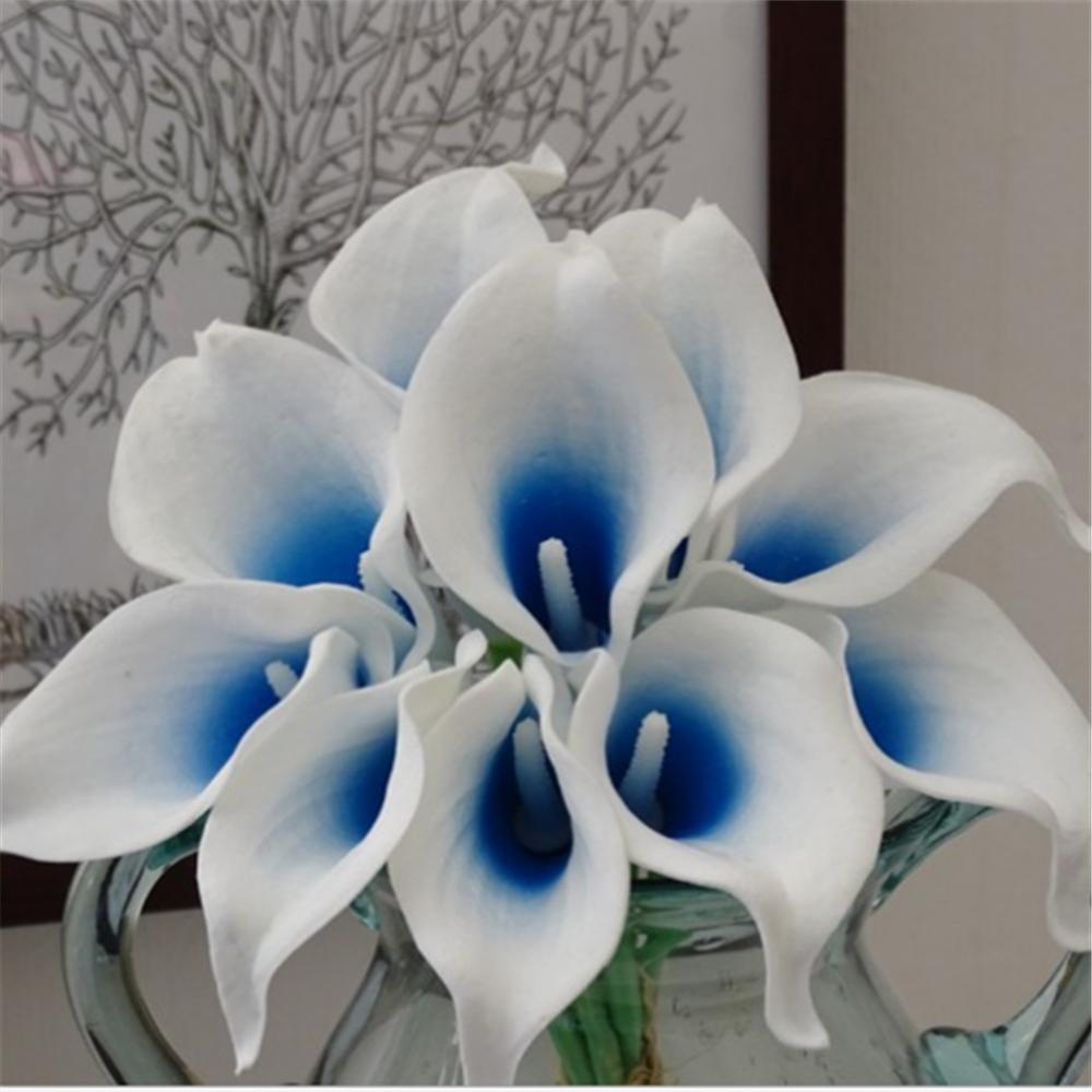 Real Touch Picasso Blue Calla Lilies Bouquet 10pcs Lot Blue Heart Calla ...