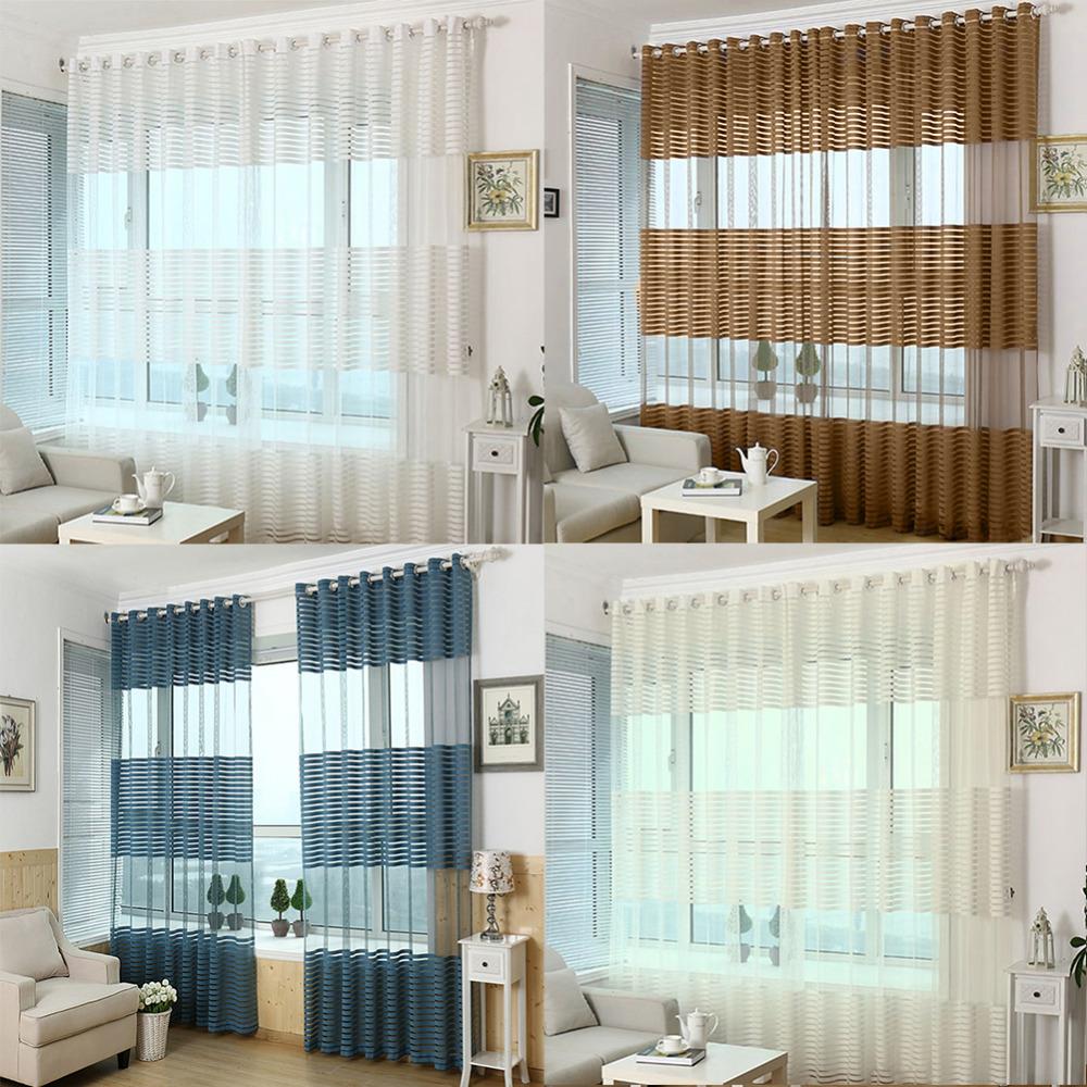 Wholesale-Jacquard curtain punching screens wild striped finished ...